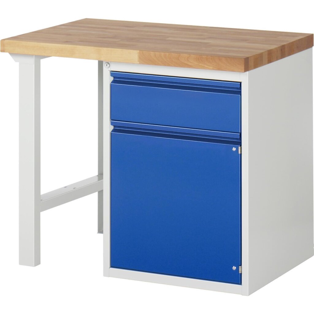 Werkbank mit Unterbau mit 1 Schublade und Türe - Serie Aargau, Breite ...